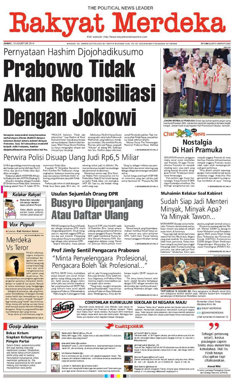 Rakyat Merdeka Newspaper 15 August 2014 - Gramedia Digital