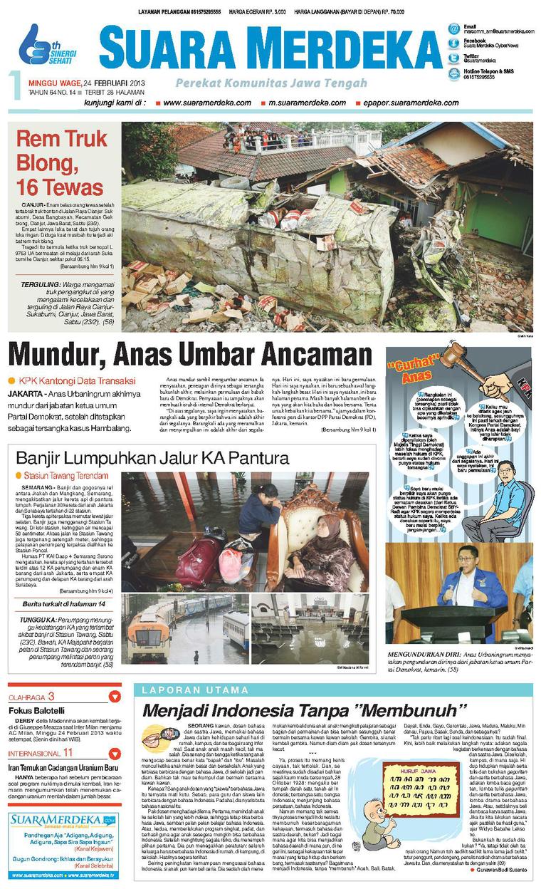 Suara Merdeka Newspaper 24 February 2013 - Gramedia Digital