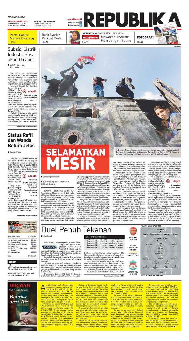Koran Republika Newspaper 30 January 2013 - Gramedia Digital